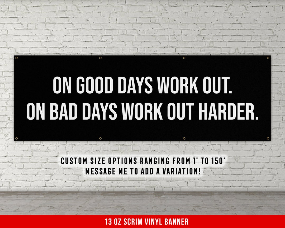 On Good Days Workout Banner - Home Gym Decor - Large Quote Wall Art ...