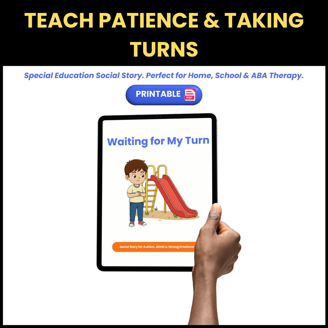 Waiting for My Turn Social Story, Taking Turns Visual Support, Autism ...
