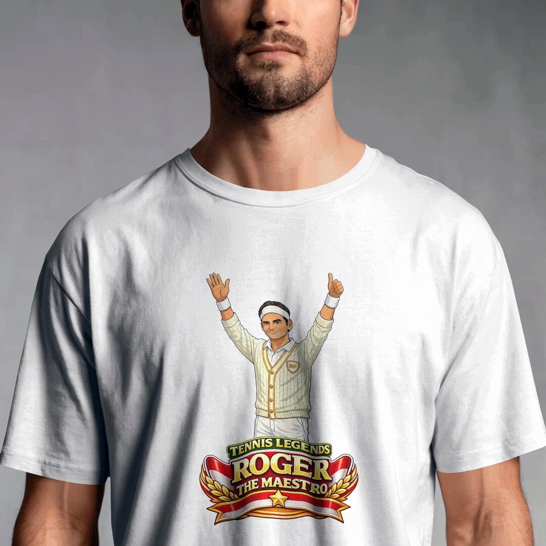 Roger Federer Graphic Tee • Unisex Tennis Legend Artwork • Premium Fan ...