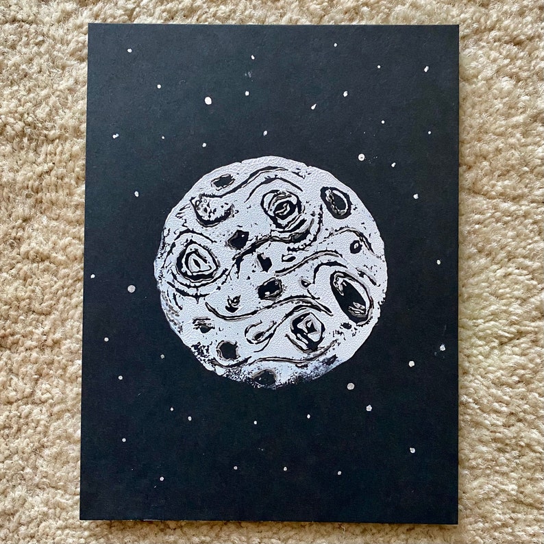 Moon Original Linocut Print Choose Your Moon - Etsy