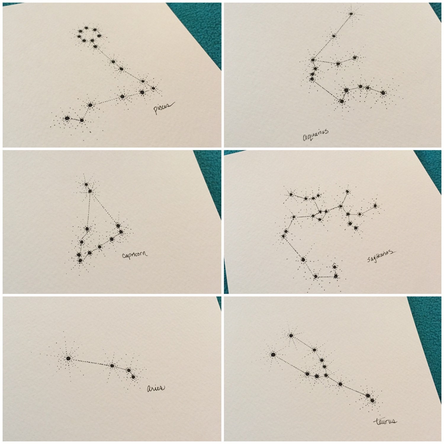 Zodiac Constellation Drawings Single Double or Family - Etsy