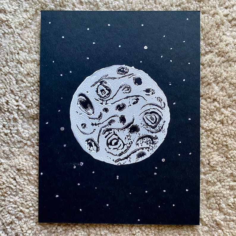 Moon Original Linocut Print Choose Your Moon - Etsy