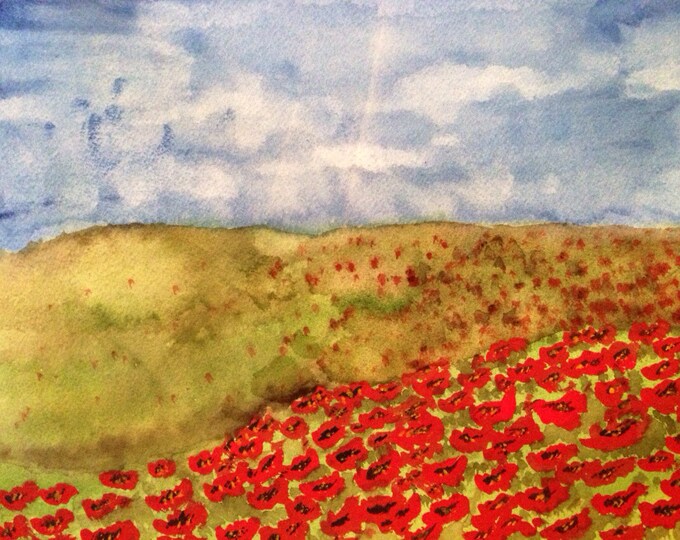 Poppy Field Original Watercolor Art - Etsy
