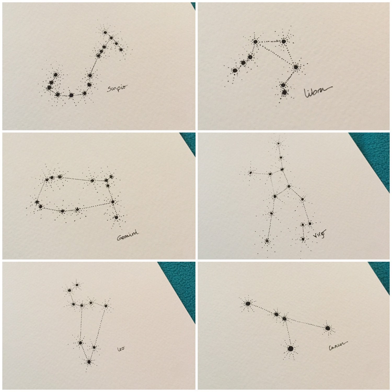 Zodiac Constellation Drawings - Single, Double or Family - Etsy