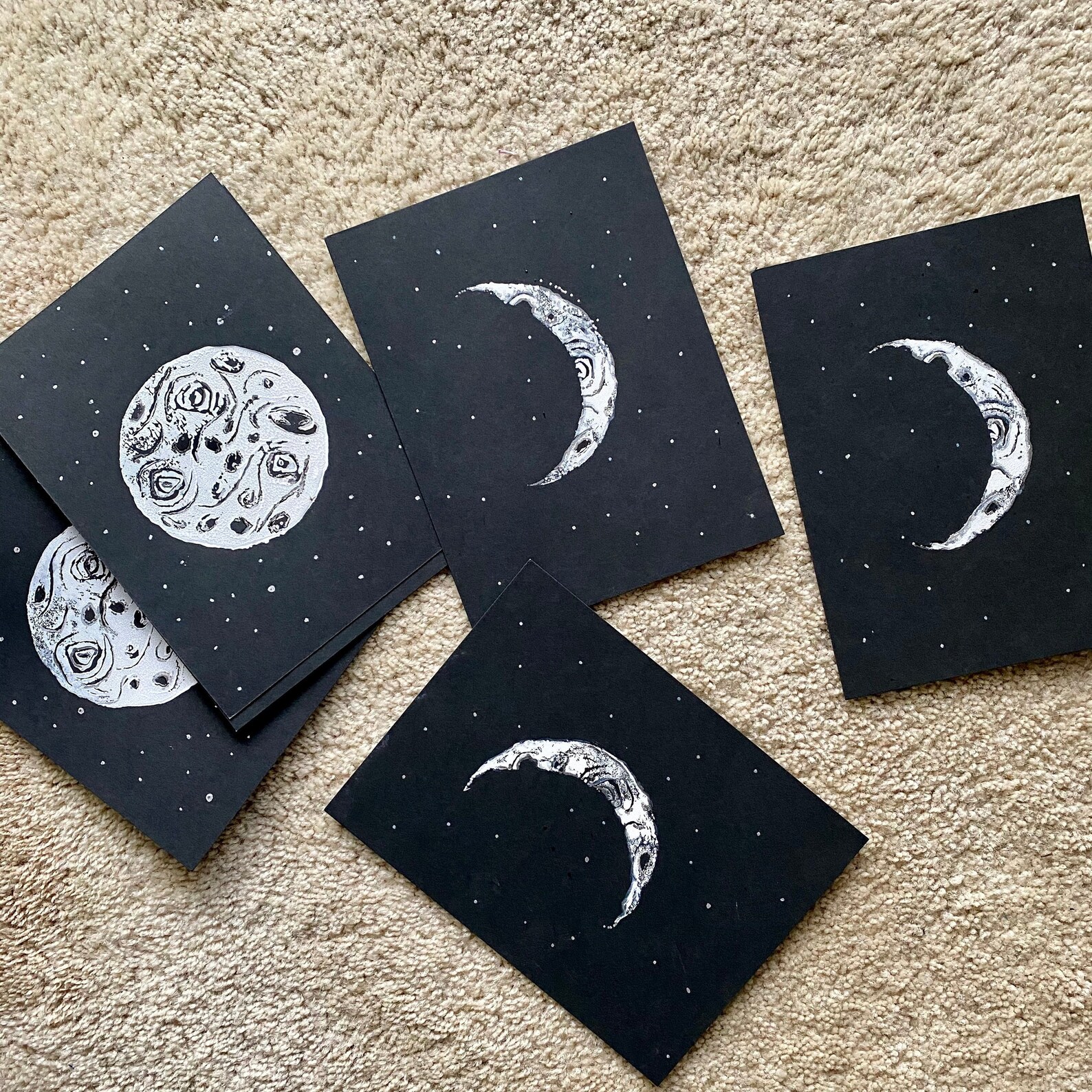 Moon Original Linocut Print Choose Your Moon - Etsy