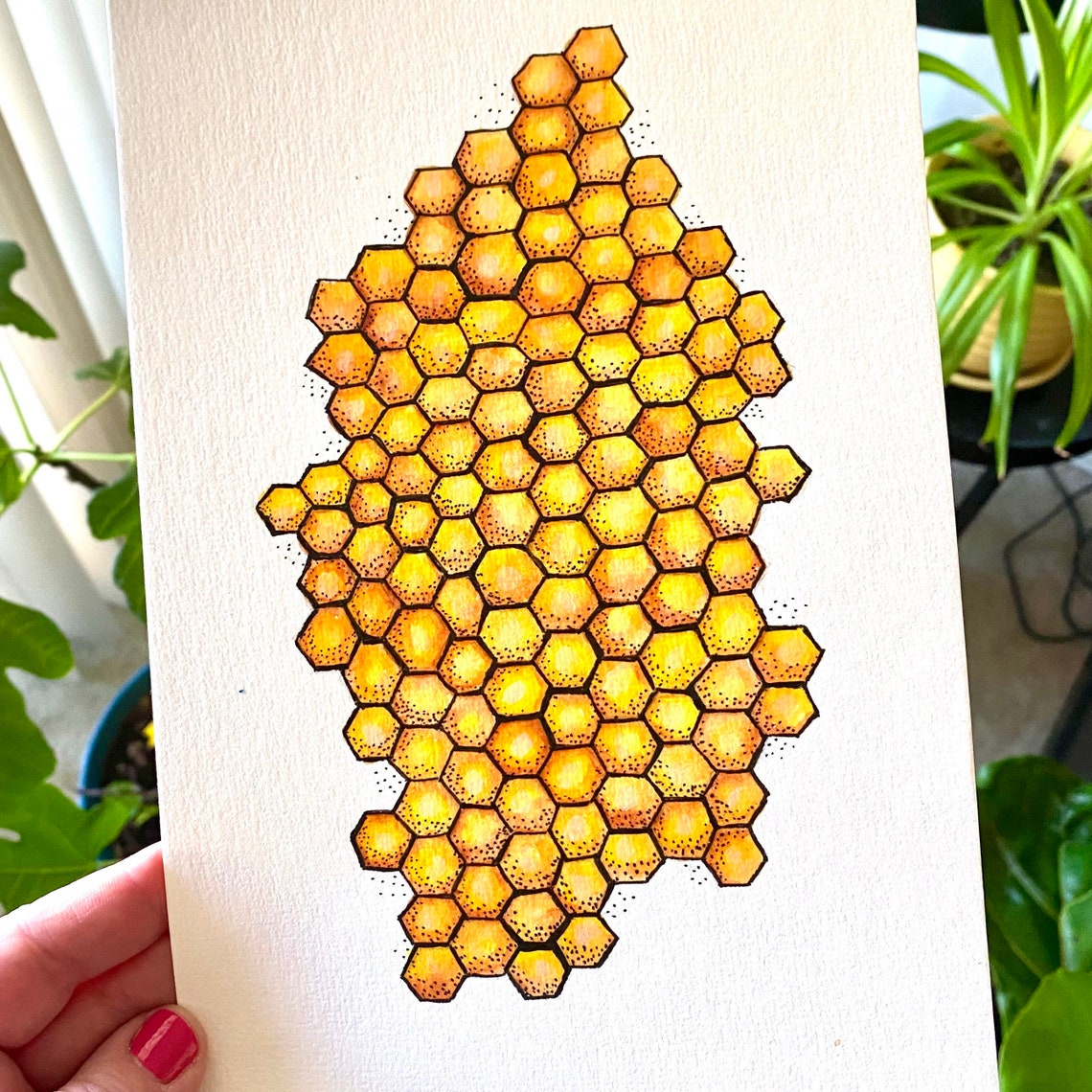 Honeycomb Original Watercolor Painting 6 X 9 - Etsy