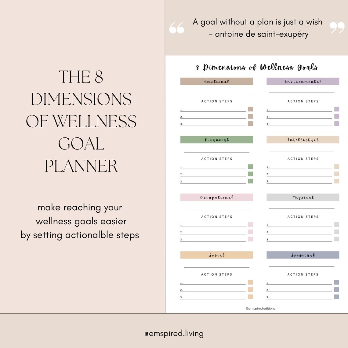 8 Dimensions of Wellness Goal Planner - Etsy
