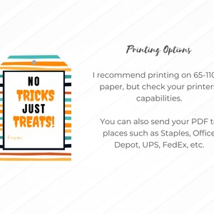 Halloween Treat Tags (no Tricks, Just Treats) Printable | Instant ...