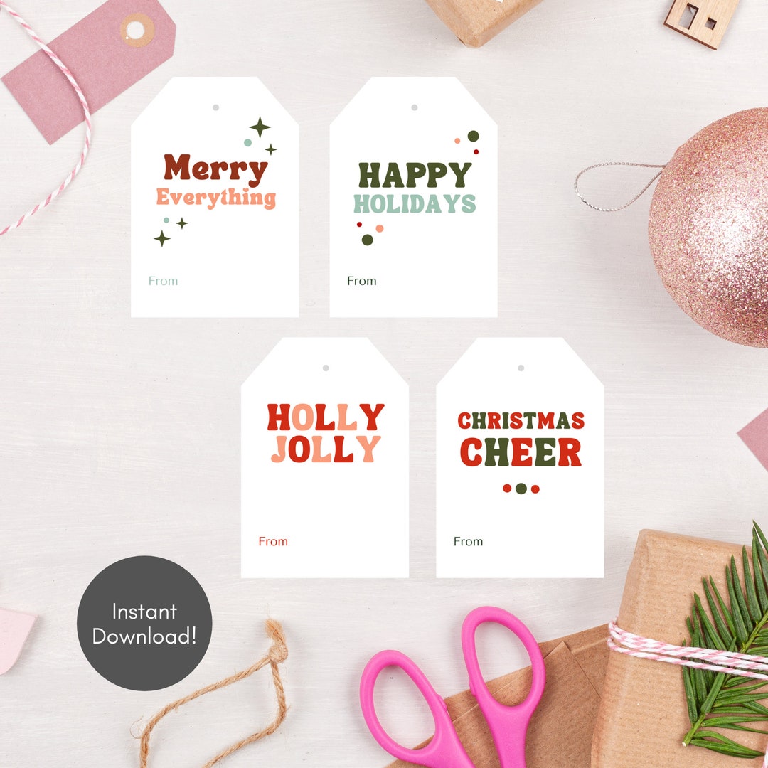Retro Christmas Gift Tags Printable Instant Download - Etsy