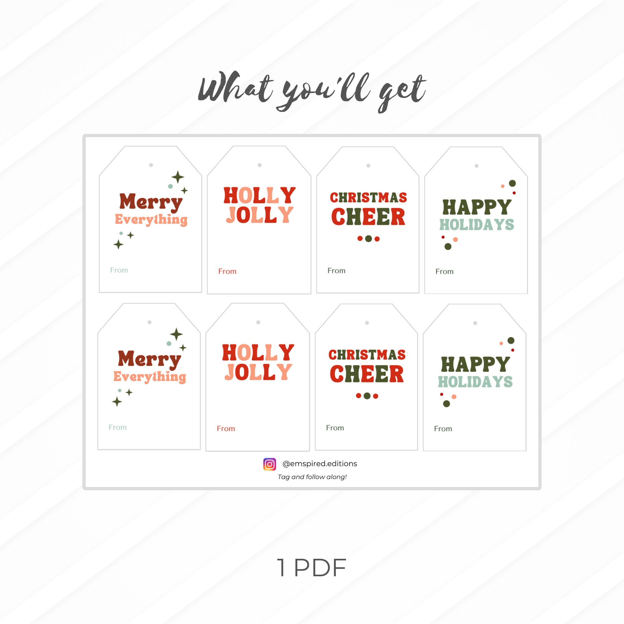 Retro Christmas Gift Tags | Printable, Instant Download - Etsy
