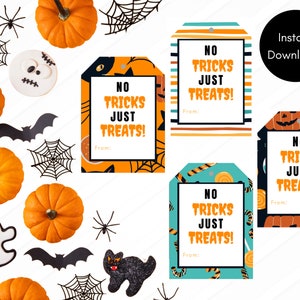 Halloween Treat Tags no Tricks Just Treats Printable - Etsy