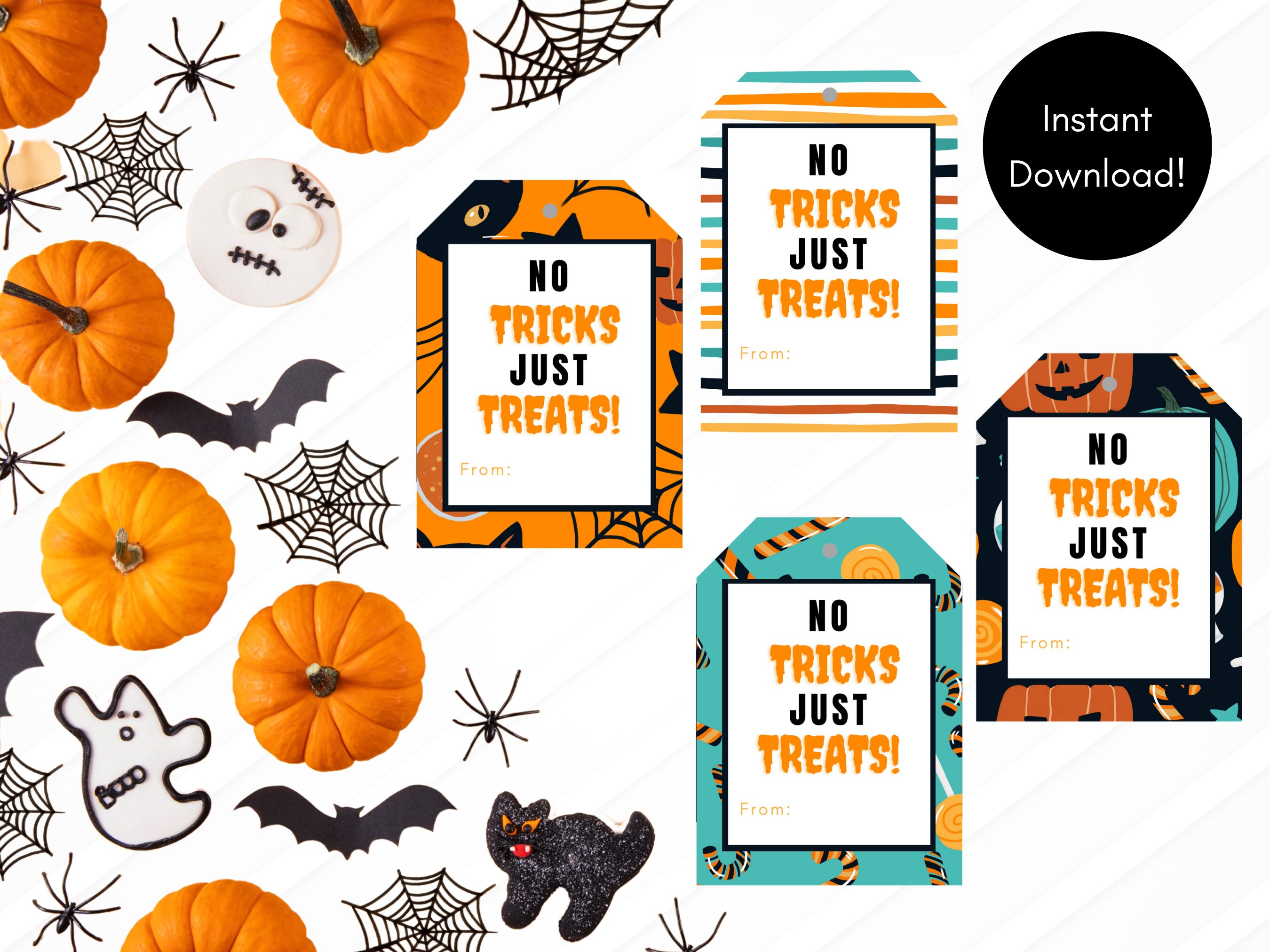 Halloween Treat Tags no Tricks Just Treats Printable - Etsy