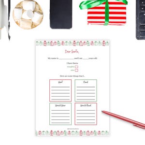 Dear Santa Wish List for Kids Printable, Instant Download - Etsy