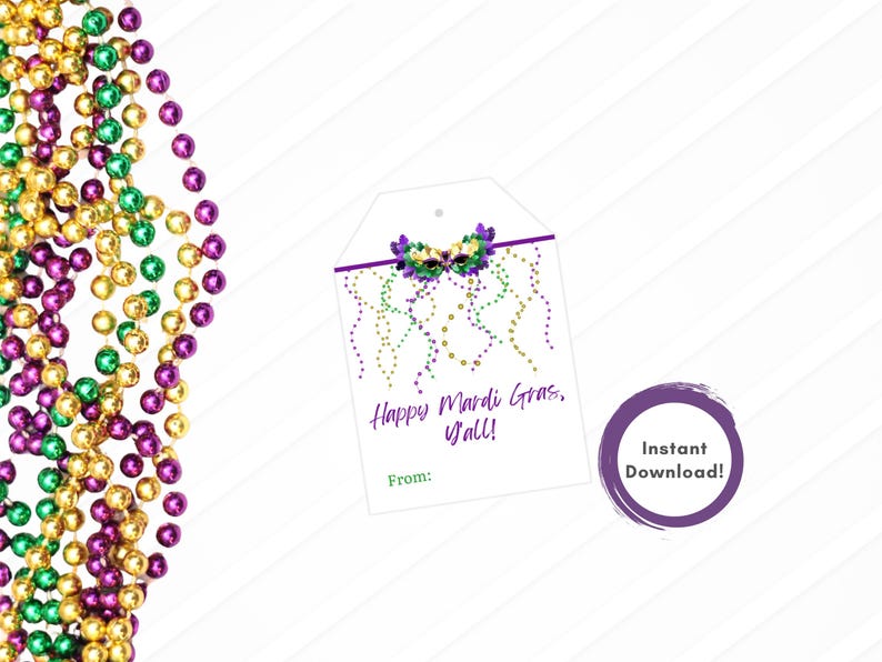 Happy Mardi Gras, Y'all Mardi Gras Mask Gift Tags, Mardi Gras Gift Card ...