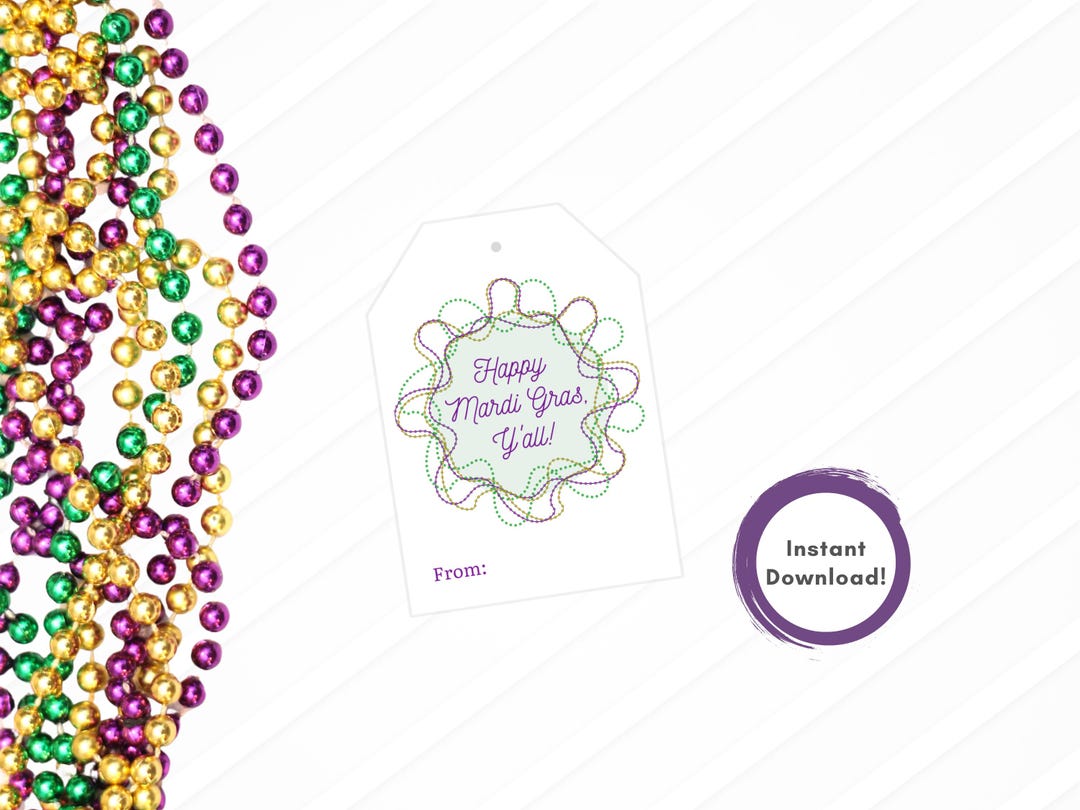 Happy Mardi Gras, Y'all Mardi Gras Gift Tags | Instant Download - Etsy