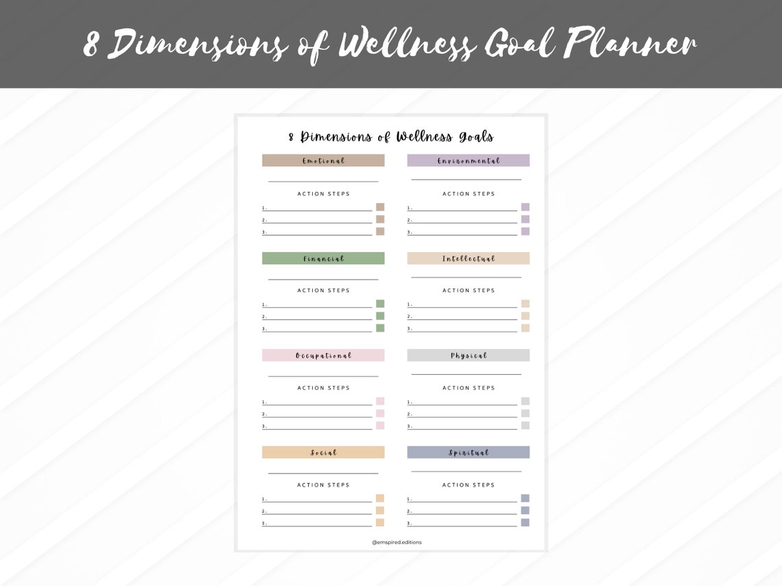 8 Dimensions of Wellness Goal Planner - Etsy