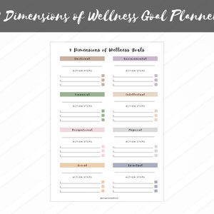 8 Dimensions of Wellness Goal Planner - Etsy