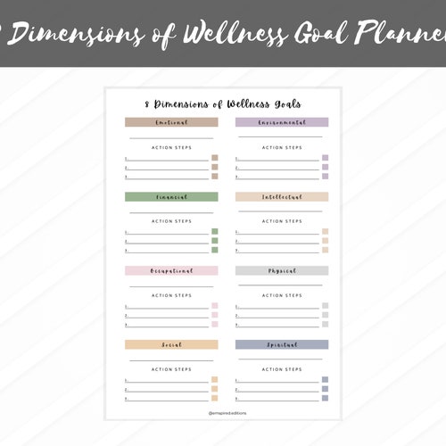 8 Dimensions of Wellness Goal Planner - Etsy