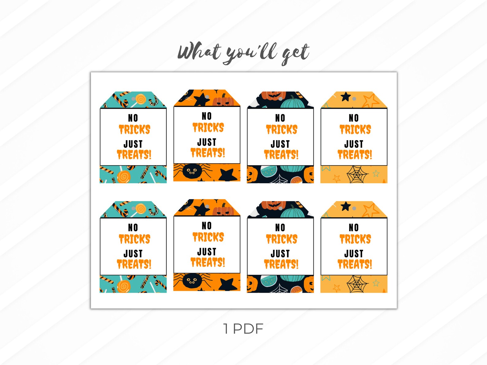 Halloween Treat Tags no Tricks Just Treats Printable - Etsy