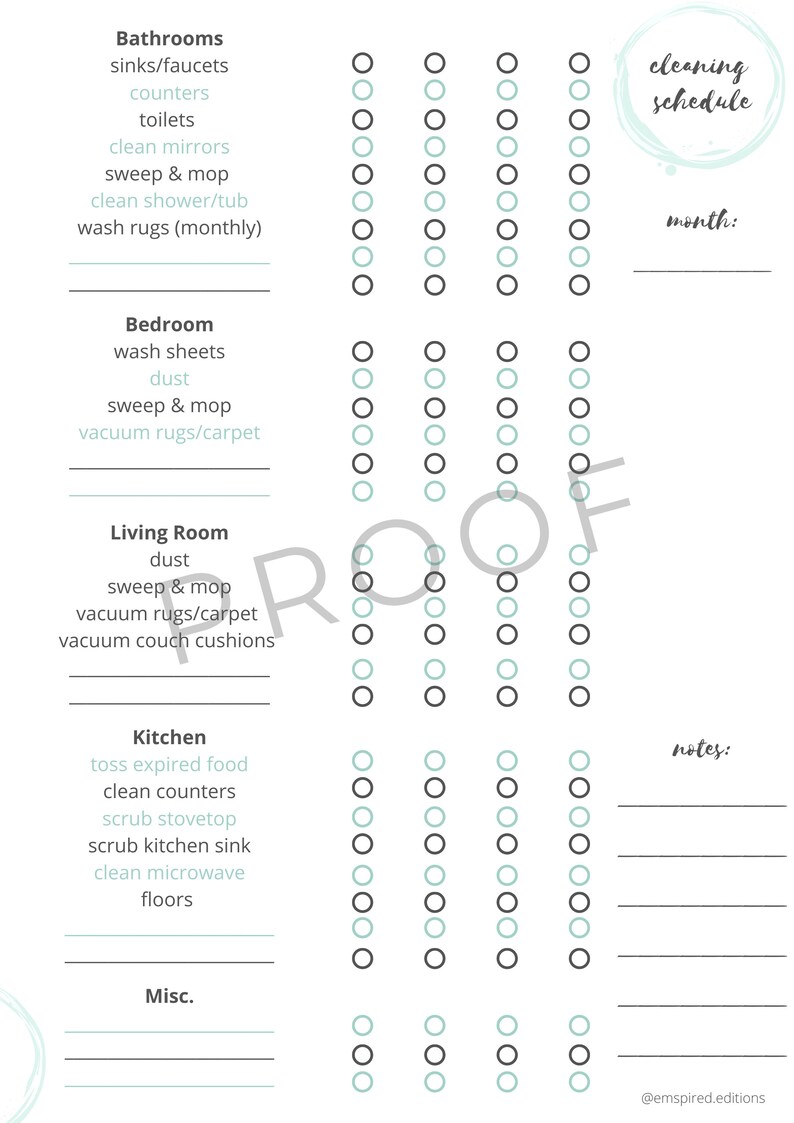 Printable Weekly Home Cleaning Checklist Instant Download - Etsy