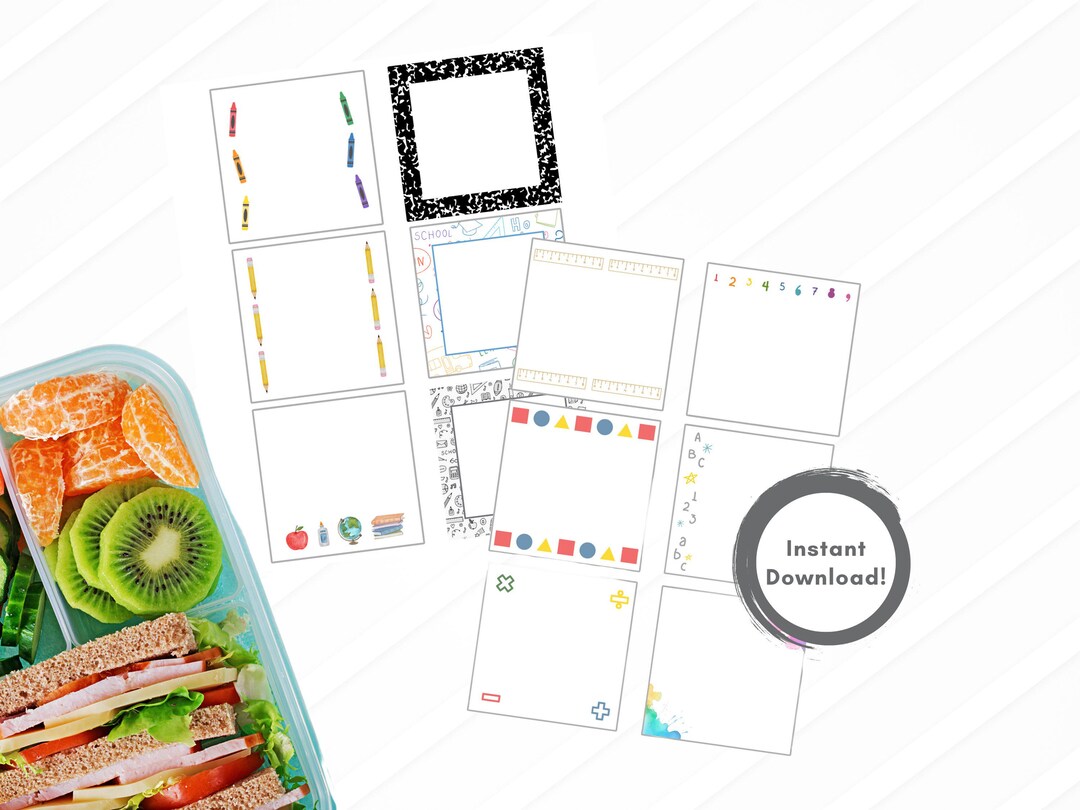 Printable Lunch Box Notes, Instant Download | 12 Designs - Etsy