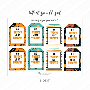 Halloween Treat Tags (no Tricks, Just Treats) Printable | Instant ...