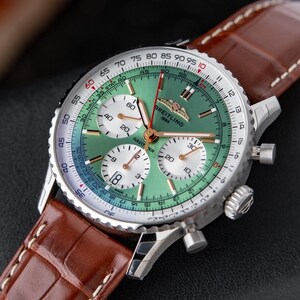 Breitling Navitimer 1 B01 Chronograph STICKERS Steel Green Dial - Etsy