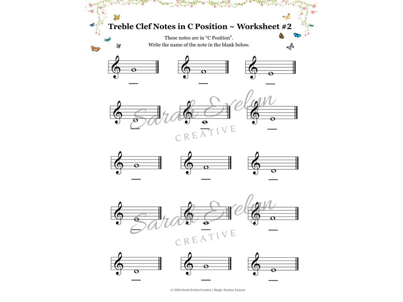 C Position Note Naming L Beginner Piano L Level 1 Music Theory | (PDF ...