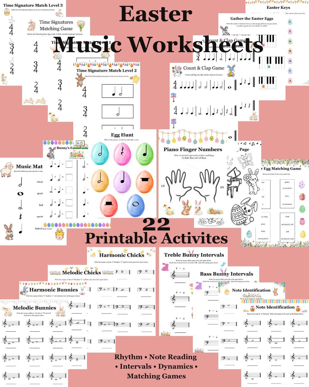 Easter Music Theory Worksheets for Beginner Piano | 22 Printable ...