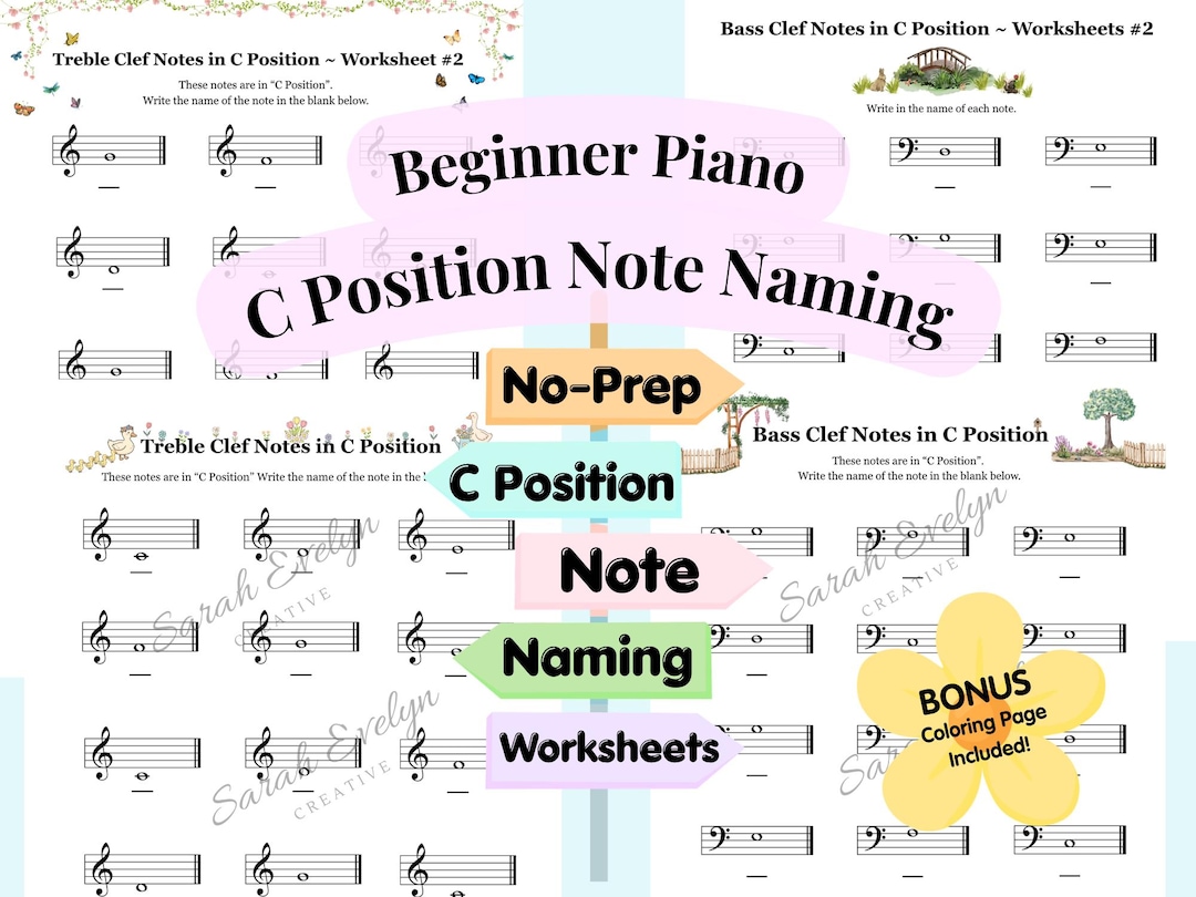 C Position Note Naming L Beginner Piano L Level 1 Music Theory | (PDF ...