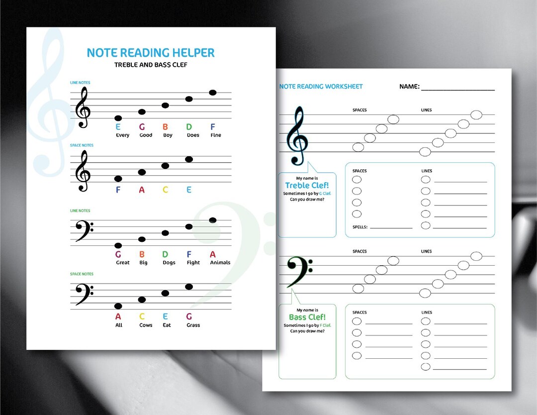 Note Reading Worksheet - Etsy