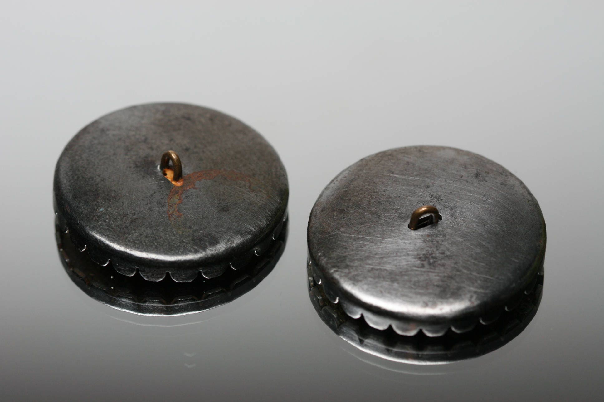 Antique Steel Cup Buttons 2 PC Floral Design Cut Steel Accents - Etsy