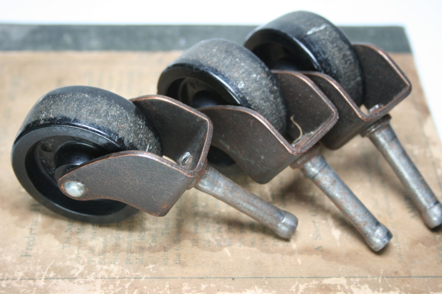 Vintage Caster Wheels - Metal Frames With Resin Wheels - 3pc - Etsy