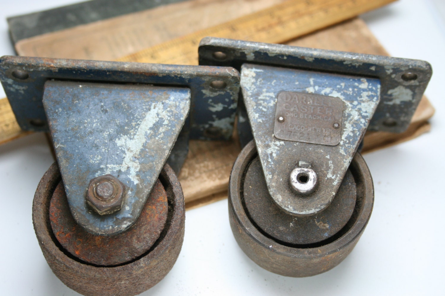 Vintage Metal Industrial Caster Wheels Metal Frames and - Etsy