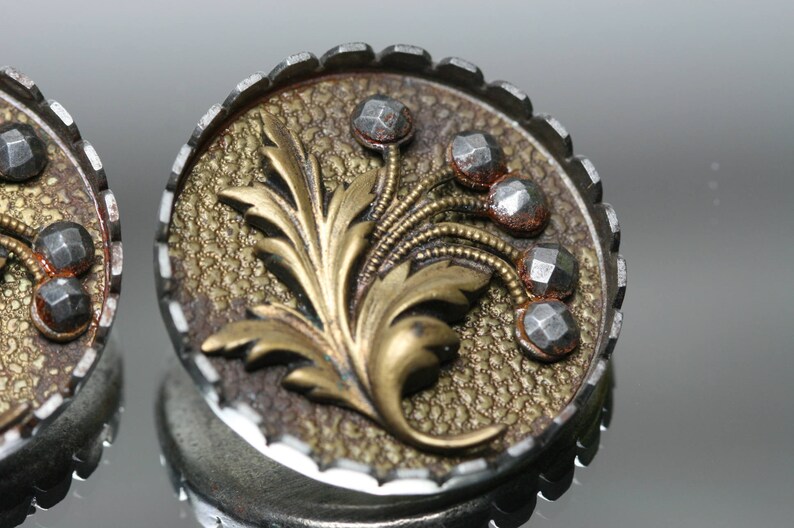 Antique Steel Cup Buttons 2 PC Floral Design Cut Steel Accents - Etsy