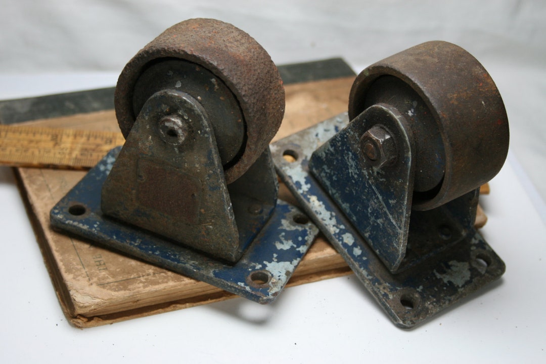 Vintage Metal Industrial Caster Wheels - Metal Frames and Wheels ...