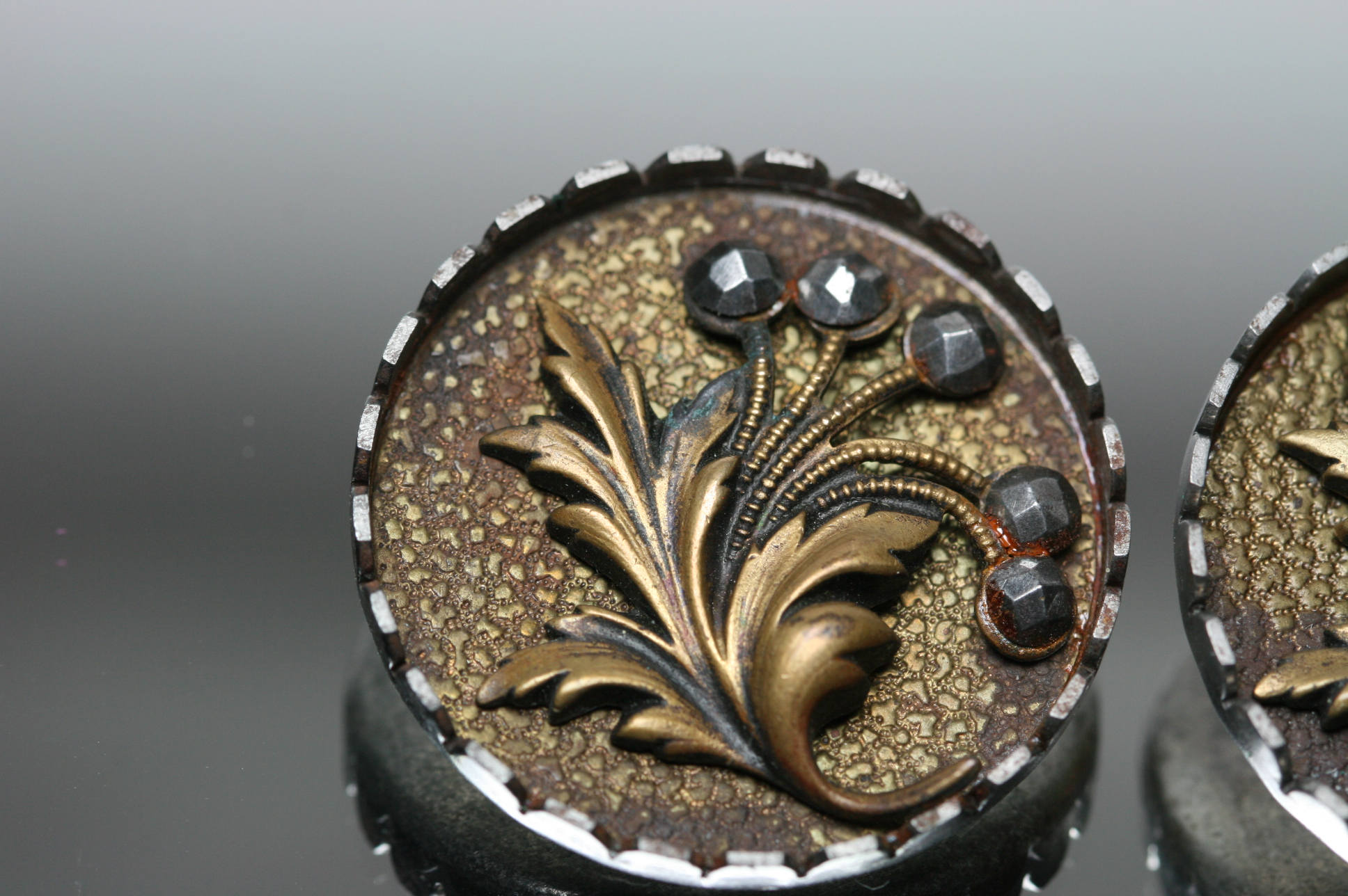 Antique Steel Cup Buttons 2 PC Floral Design Cut Steel Accents - Etsy