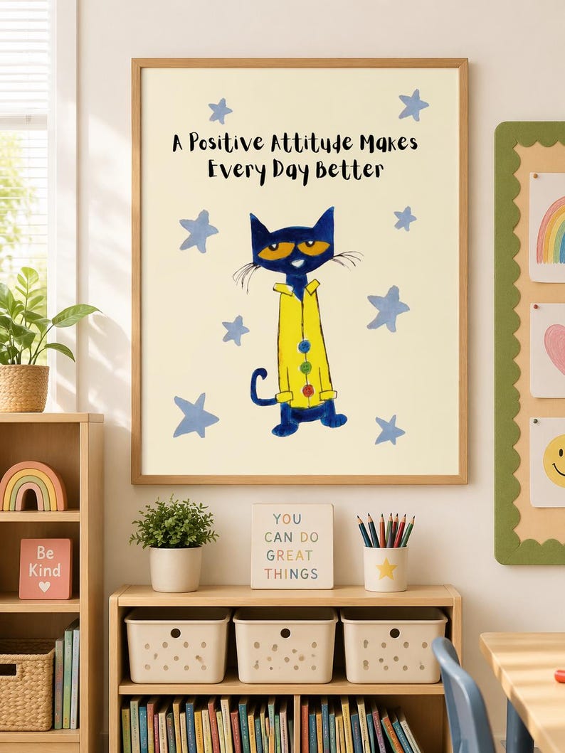 Positive Attitude Classroom Poster Printable | Pete the Cat Inspired ...