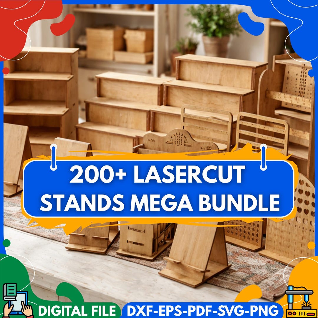200+ Laser Cut Stands Bundle | Display Stand SVG | DXF for Glowforge ...