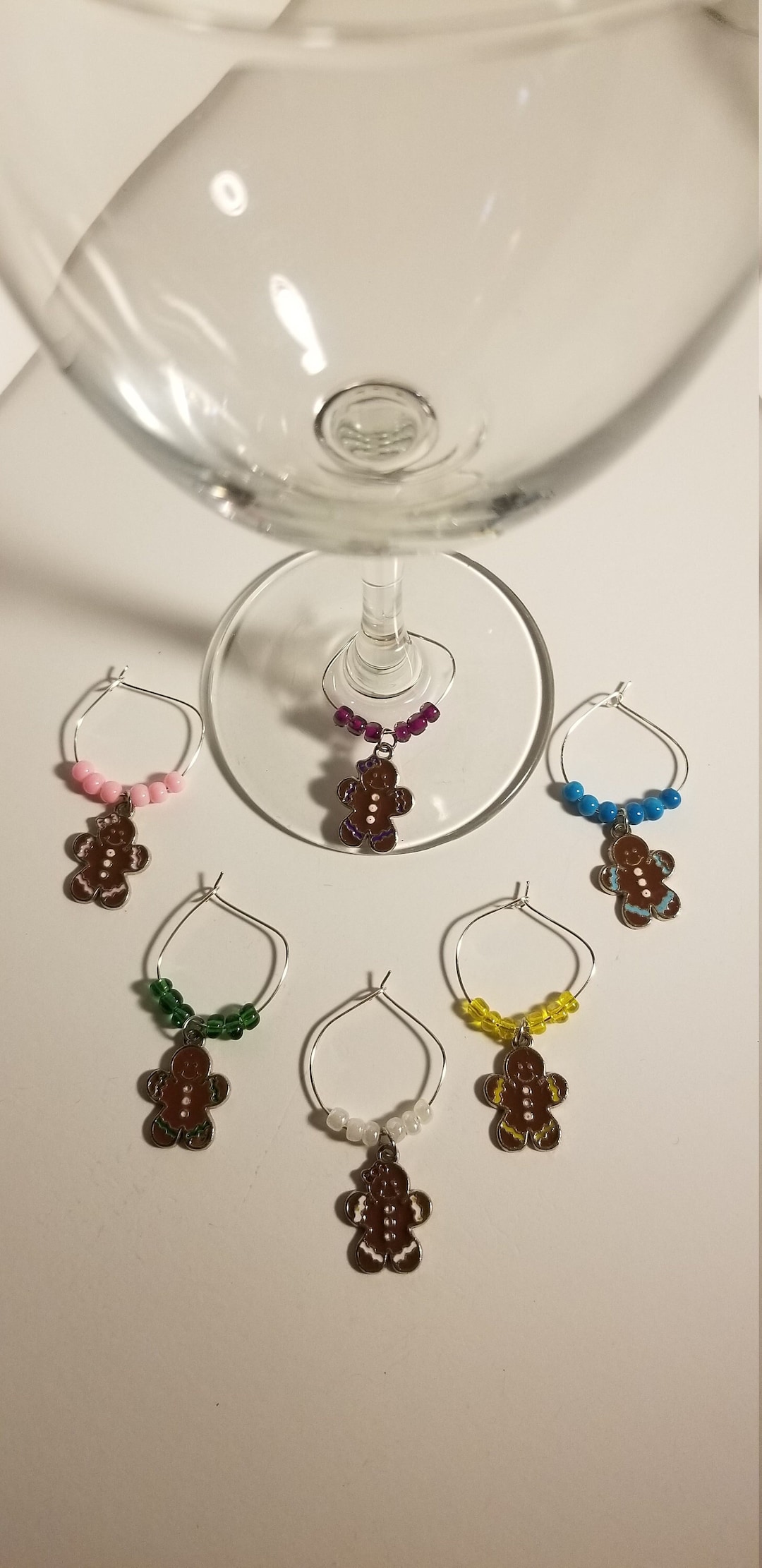 6 Pc Gingerbread Man Wine Charm Set - Etsy