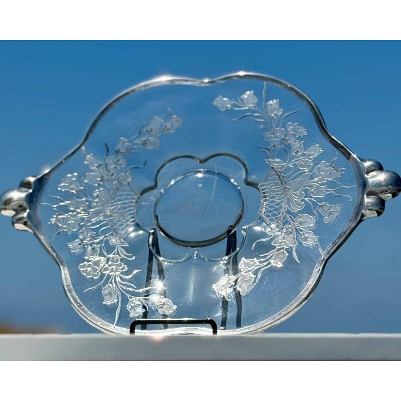 Silver Overlay Glass Tray - Etsy