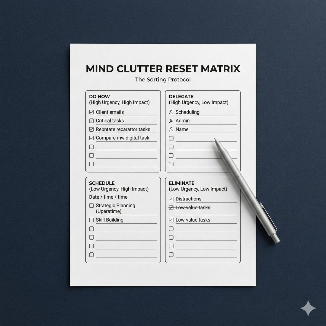 Mind Clutter Reset Matrix | Structured Brain Dump & ADHD Focus ...