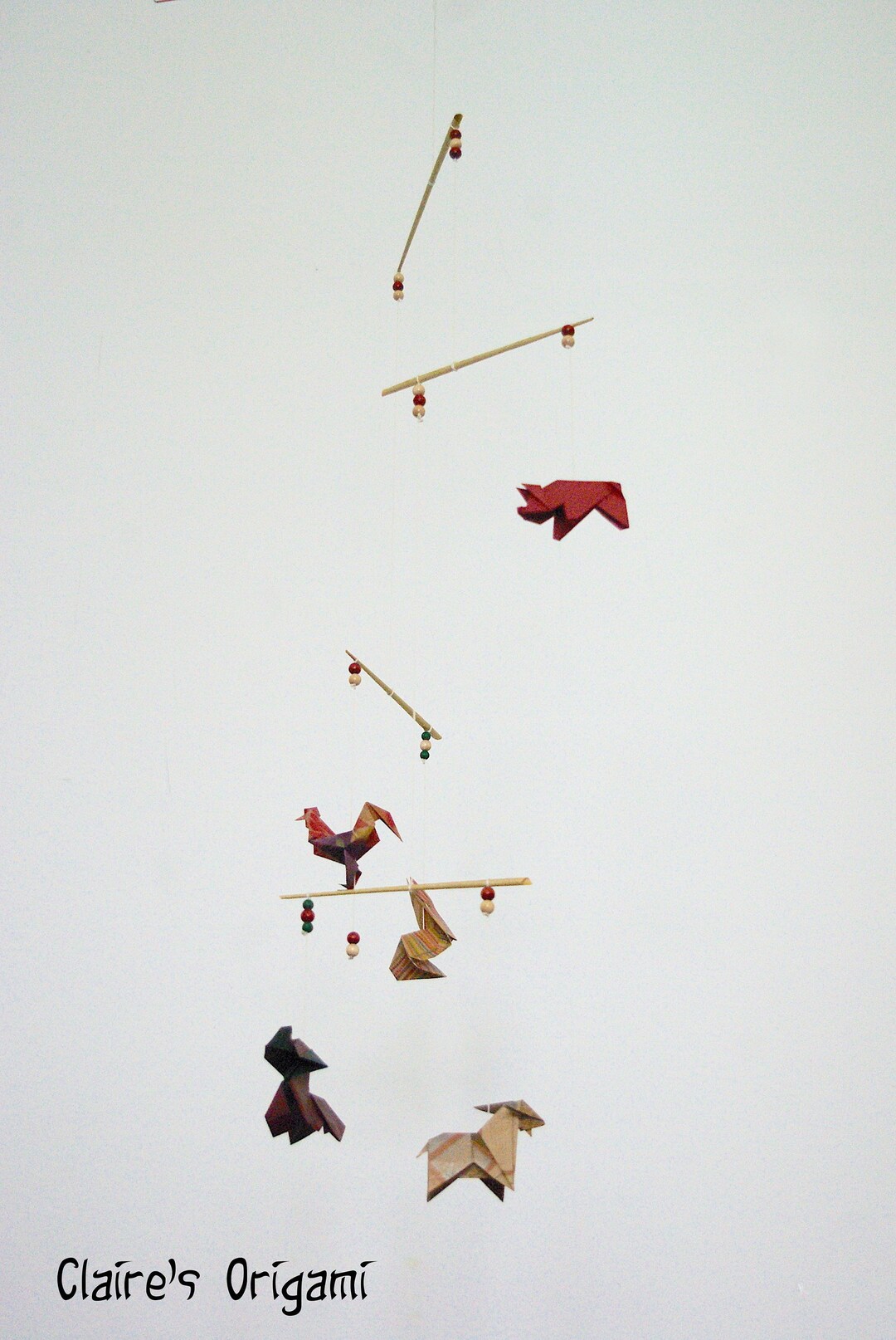 Farm Animals Origami Mobile / Dog, Pig, Rooster, Rabbit and Goat ...