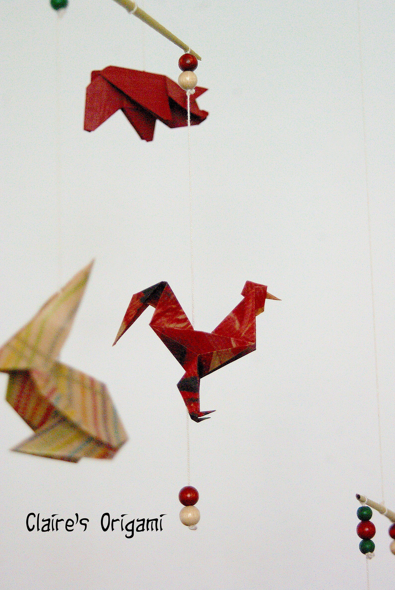 Farm Animals Origami Mobile / Dog, Pig, Rooster, Rabbit and Goat ...