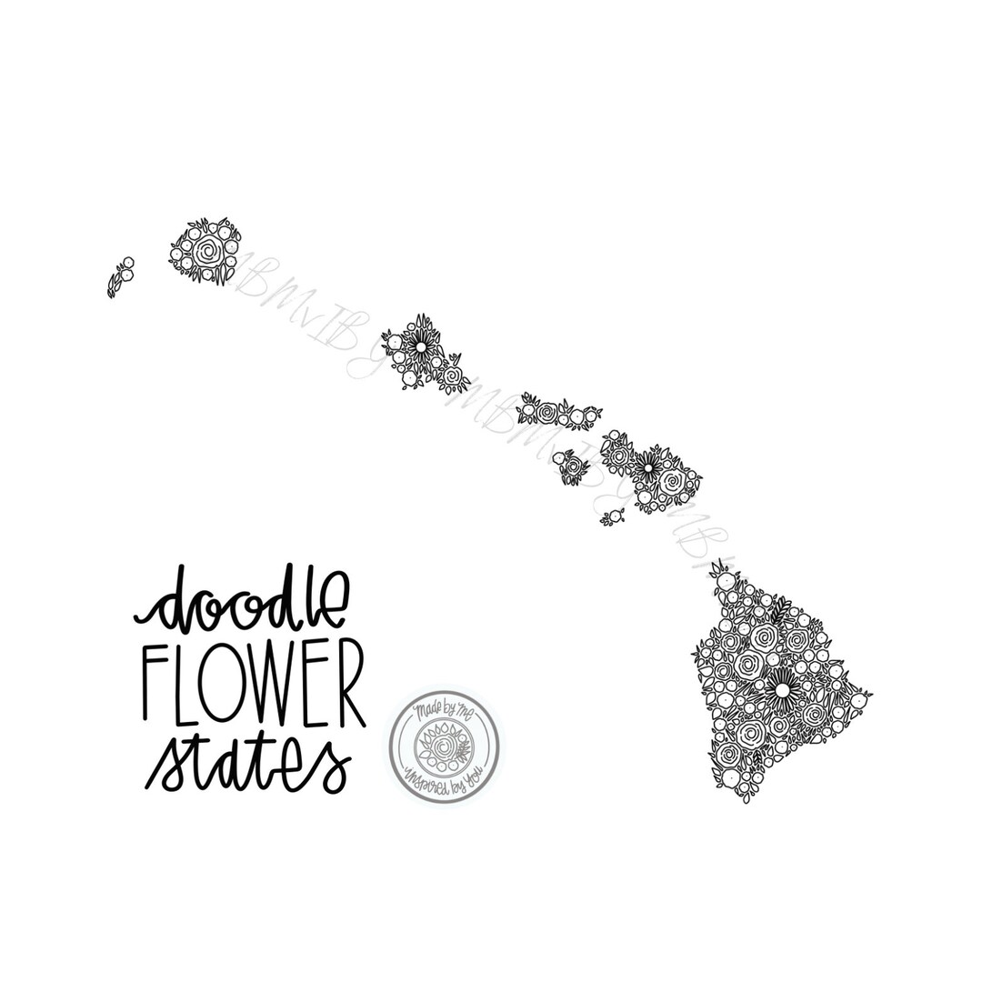 Hawaii Doodle Flower Print. Hand Drawn. Art. State Art. Hawaii Art ...