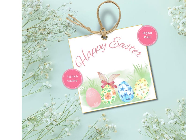 Watercolor Happy Easter Printable Gift Tag - Etsy