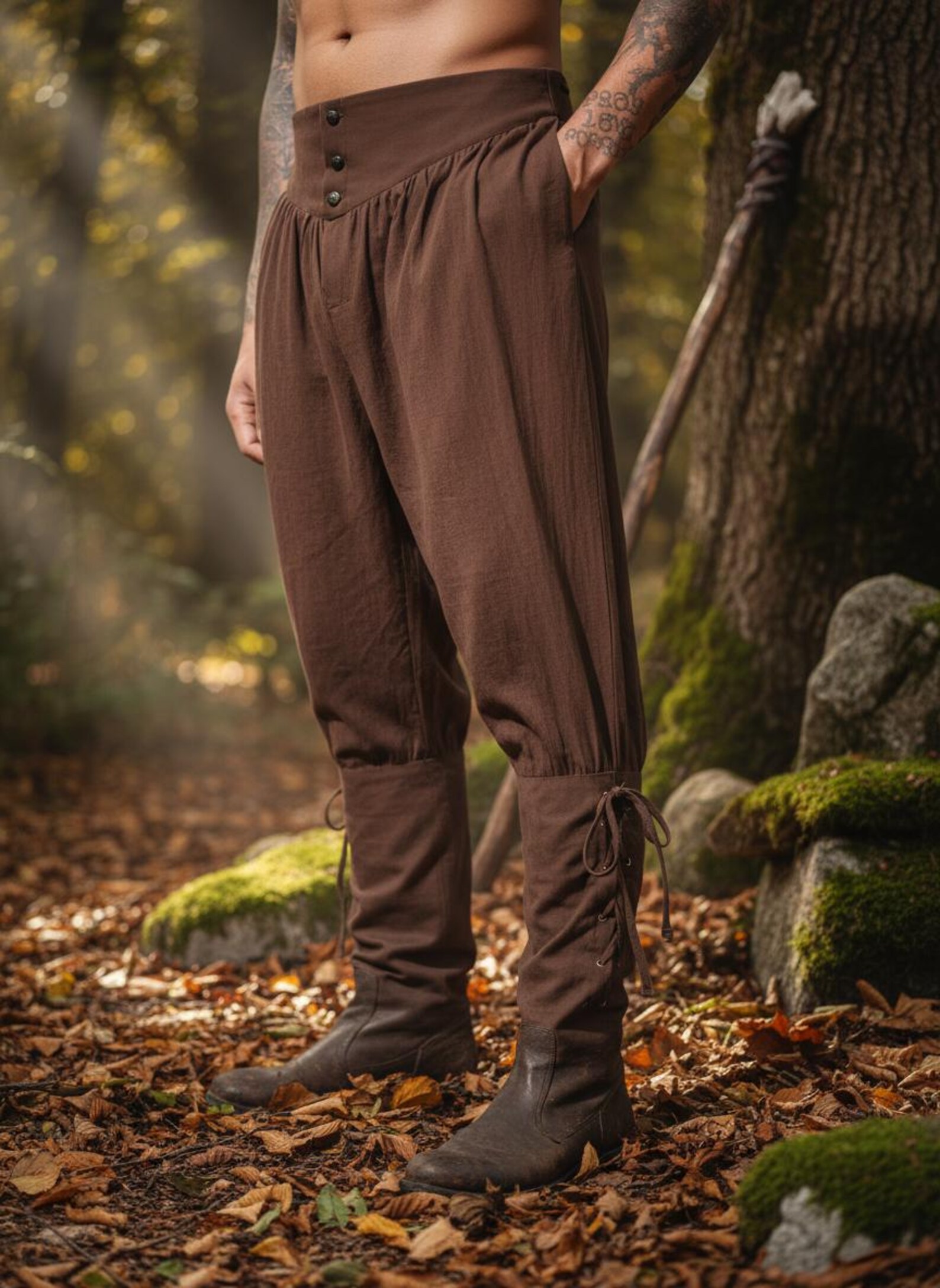 Mens Viking Pants, Medieval Renaissance Trousers, Lace up Ankle Bandit ...