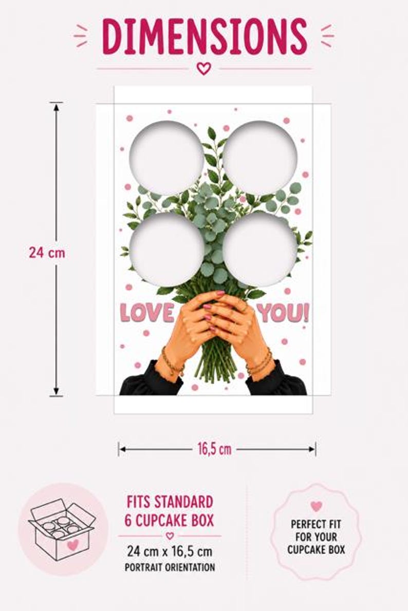 Cupcake Box Insert, Printable Gift Box Template, DIY Cupcake Decoration ...