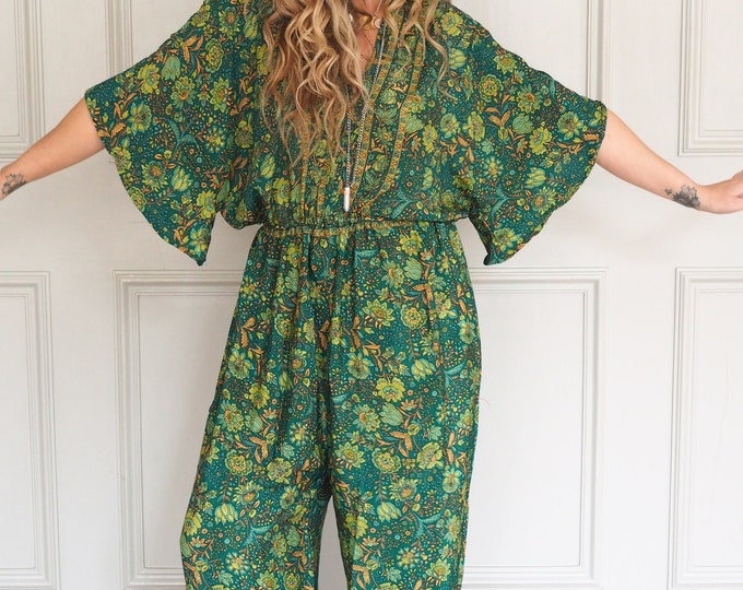 AUTUMN GREEN JUMPSUIT - Wide Leg - Psychedelic - Hippie Overalls ...