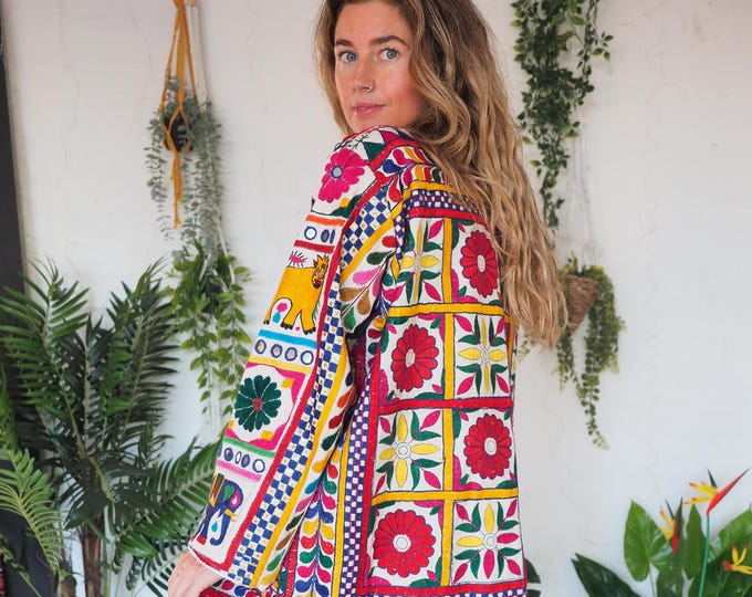 REWORKED EMBROIDERED JACKET - Antique - Hippie Festival Coat - Frayed ...